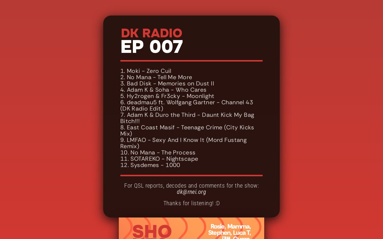 DKR007 Tracklist